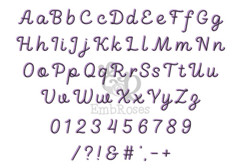 Handwritten Script Shadow Font Fill Stitch Two Colour Alphabet Letters ...
