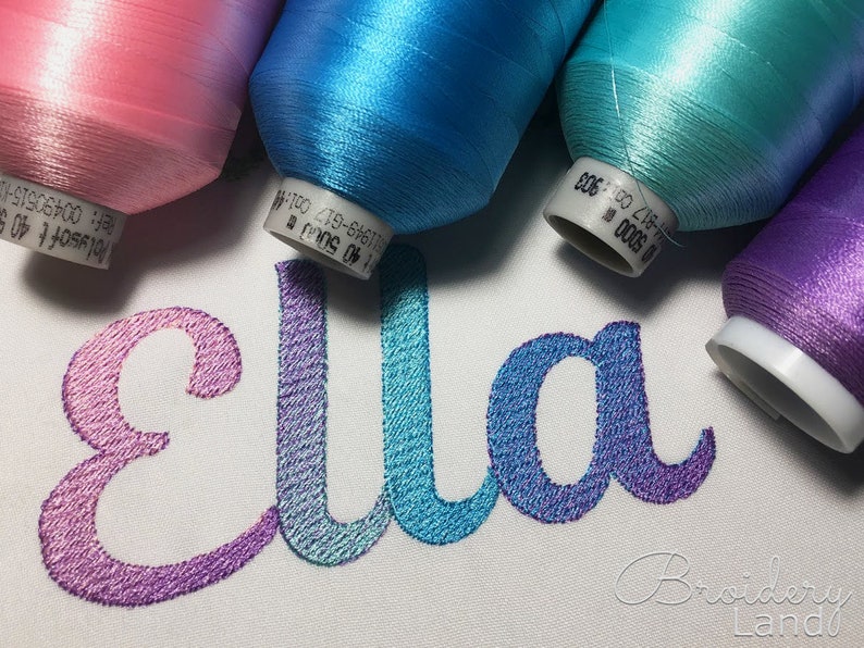 Ella Gradient Embroidery Font Ombre Alphabet Ordinary Threads Required ...