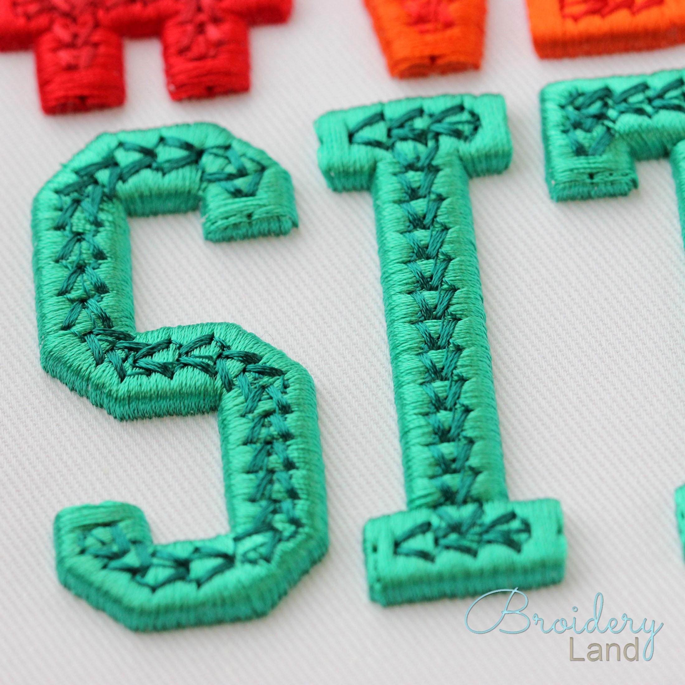 3D College Puffy Foam Machine Embroidery Font 2 Colours Narrow Varsity ...