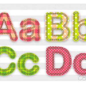 Raggy Applique Font "round" Machine Embroidery Alphabet for ...