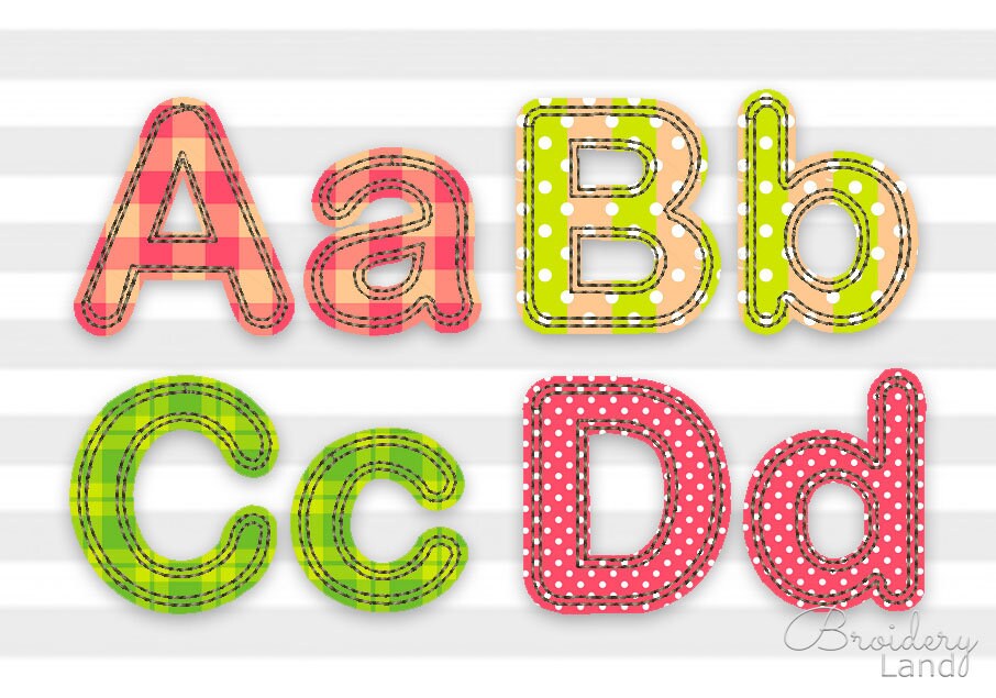 Raggy Applique Font "round" Machine Embroidery Alphabet for ...
