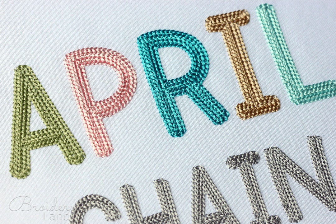 Chain Filled Font Machine Embroidery April Bold Alphabet 4 Sizes: 1, 1. ...