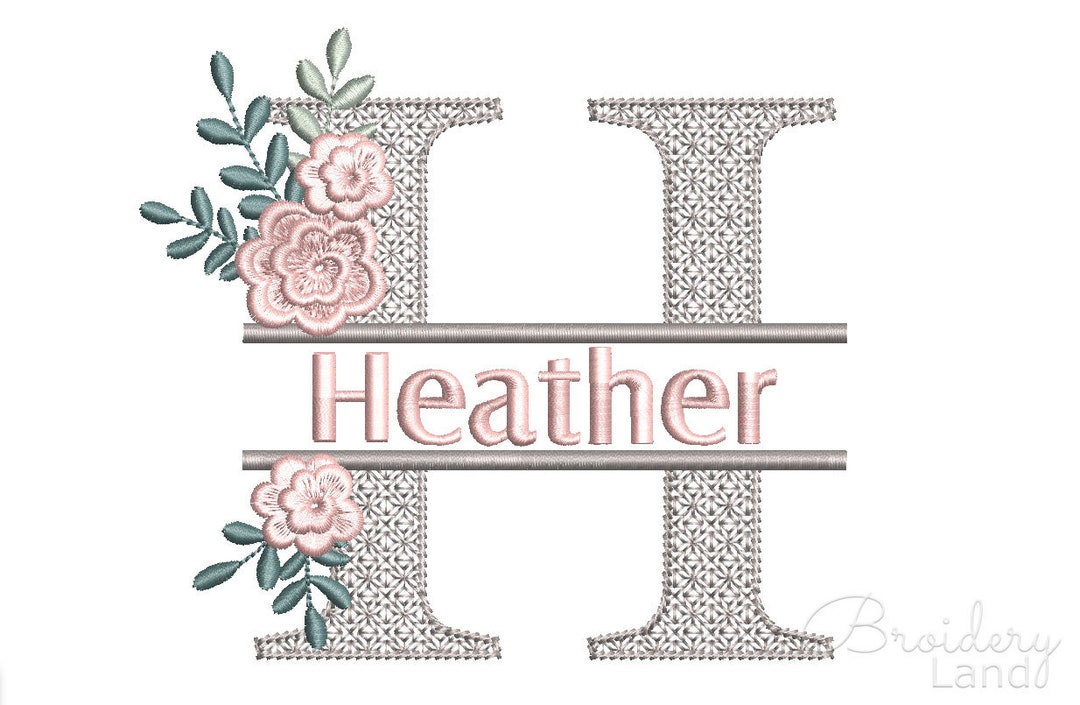Letter H Split Flower Beautiful Monogram Machine Embroidery Design 4 ...
