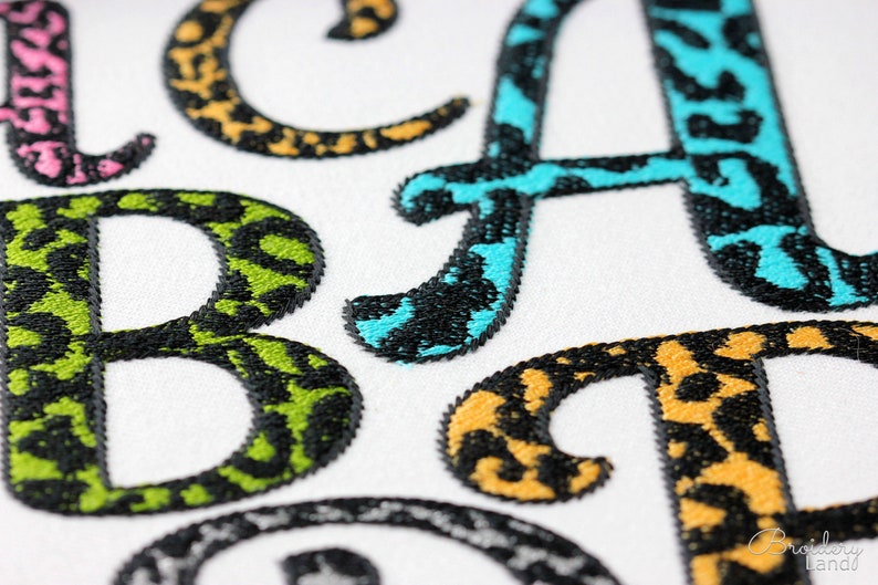 Leopard Machine Embroidery Font Filled Embroidery Rounded Stepstitch ...