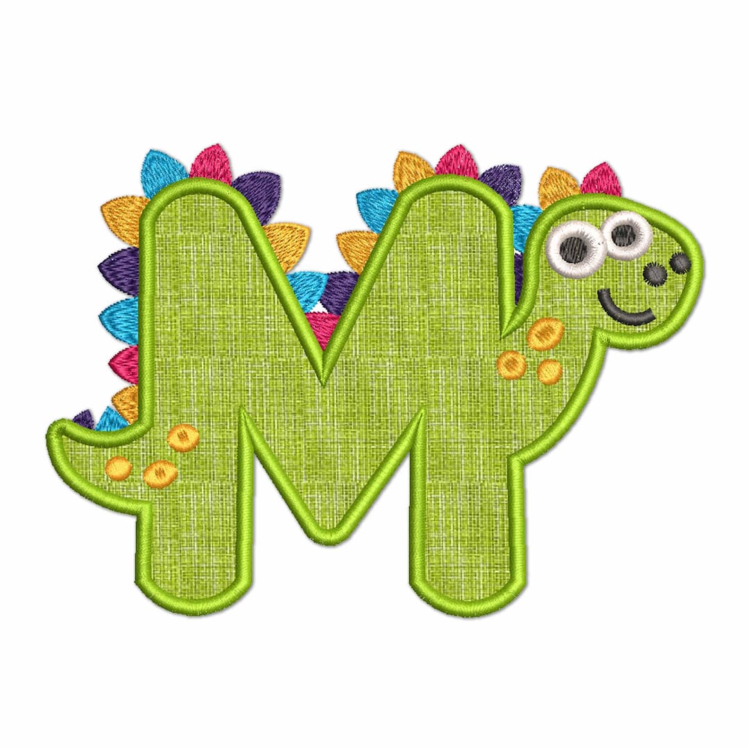 Dino Letter M Applique Machine Embroidery Design Monogram for Kids 4 ...