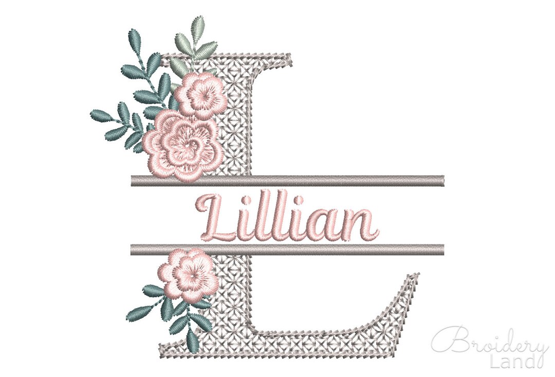 Letter L Split Flower Beautiful Monogram Machine Embroidery Design 4 ...