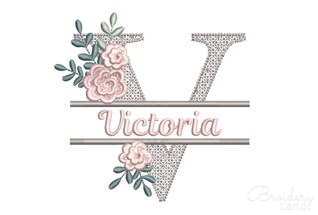 Letter V Split Flower Beautiful Monogram Machine Embroidery Design 4 ...