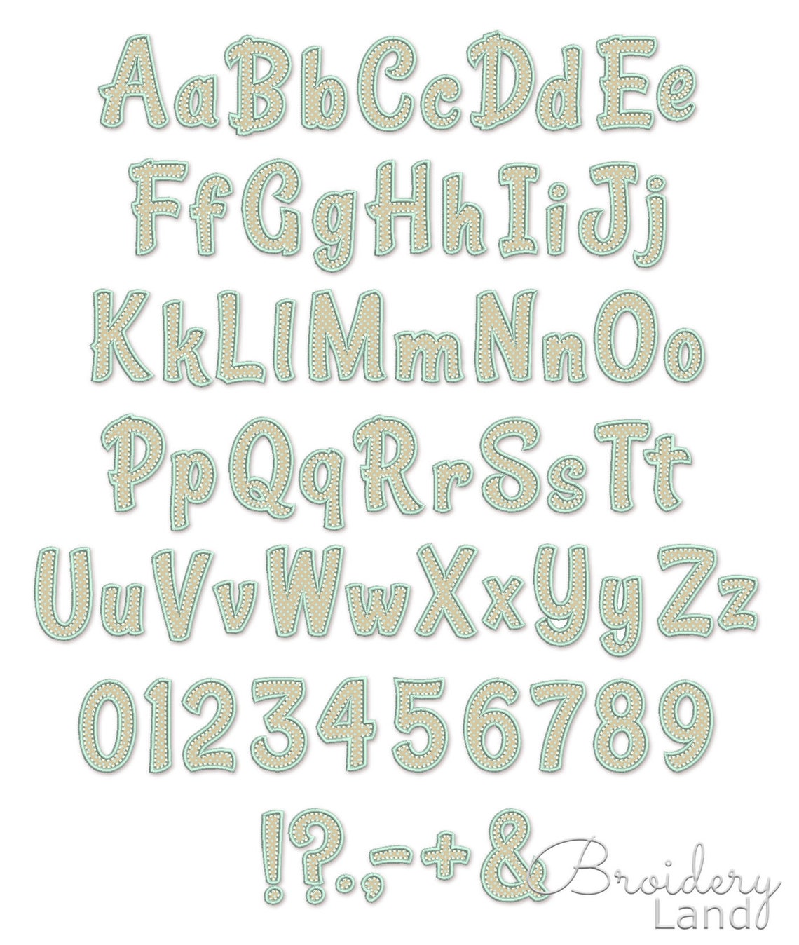 Applique Embroidery Font With Hand Stitch Outlines Alphabet - Etsy