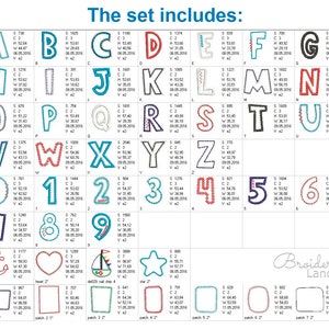 Applique Embroidery Alphabet Summer Time With Hand Stitch Outlines Font ...