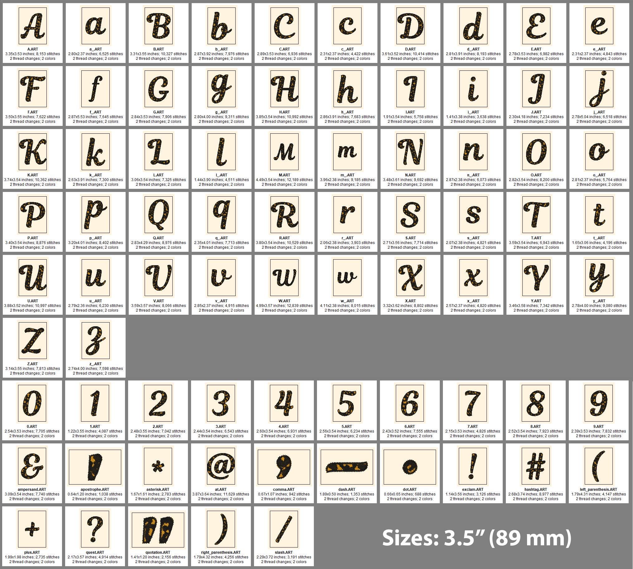 Leopard Machine Embroidery Font Filled Embroidery Rounded Stepstitch ...