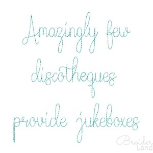 Bean Script Font Machine Embroidery Handwritten Alphabet 6 Sizes: 0.75 ...