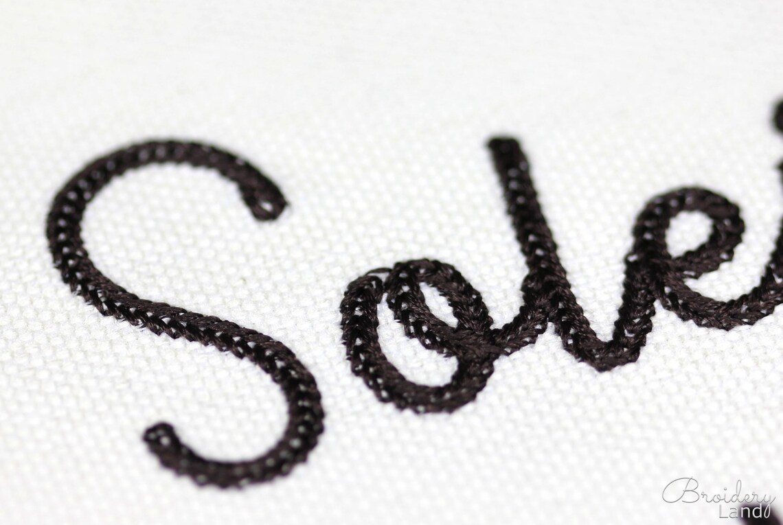 ESA Font Dense Chain Script Font Machine Embroidery Handwritten "soleil ...