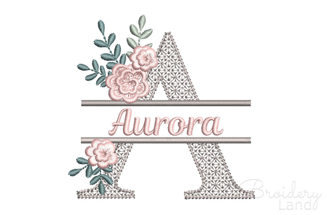 Letter A Split Flower Beautiful Monogram Machine Embroidery Design 4 ...