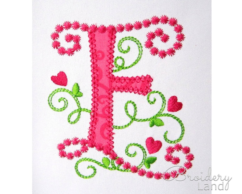 Cute Alphabet Machine Embroidery Font Cute Monogram for Girls Valentine ...