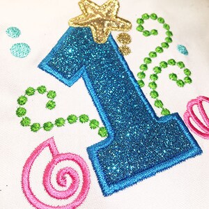 Mermaid Number 1 Applique Machine Embroidery Design Monogram for Girls ...