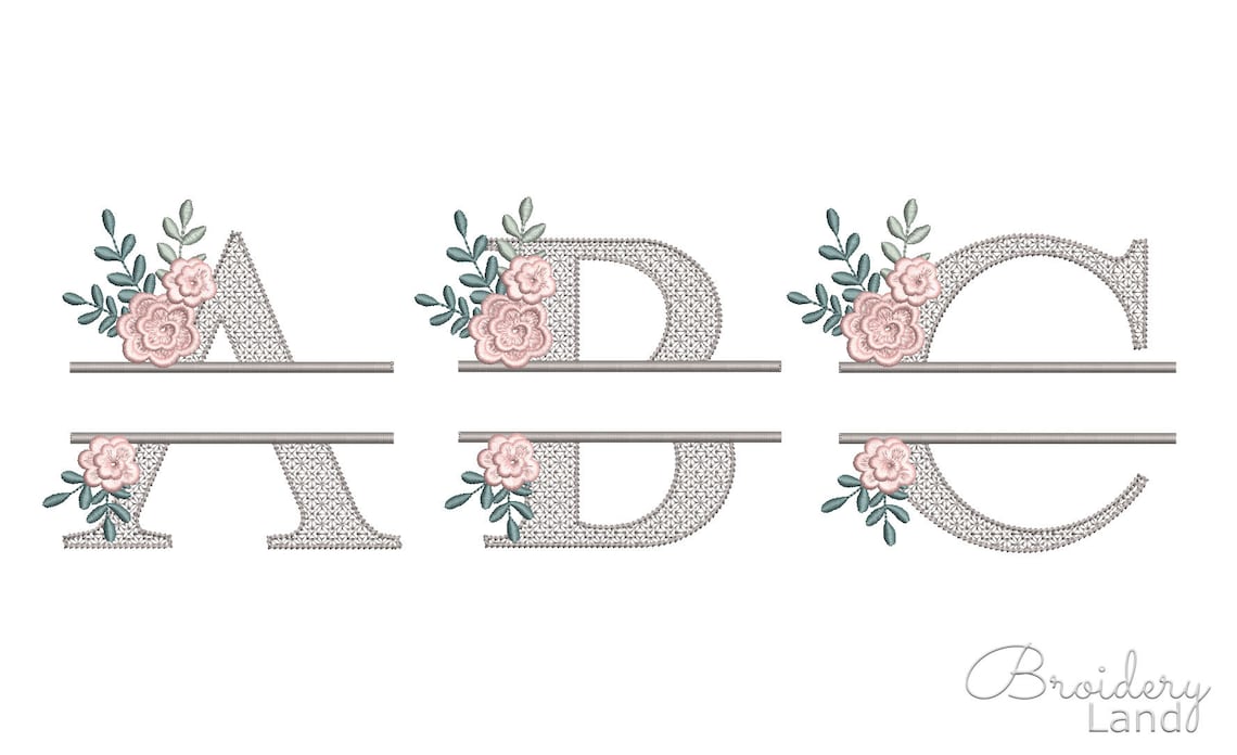 A-Z Split Flower Beautiful Monogram Machine Embroidery - Etsy