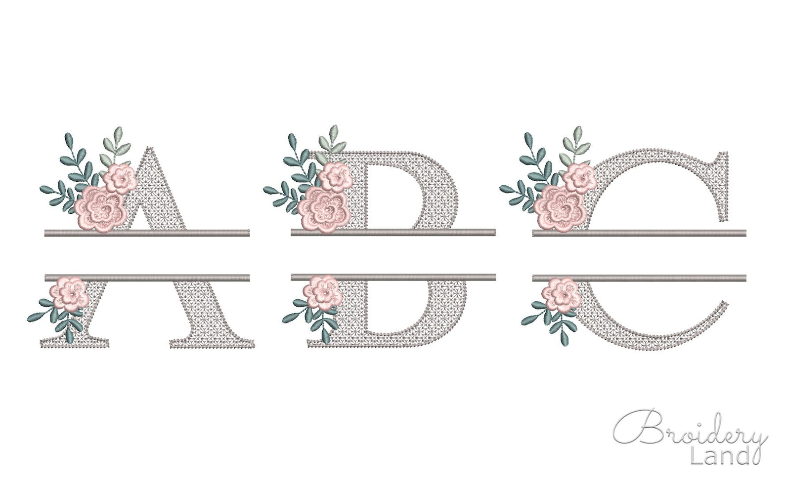 A-Z Split Flower Beautiful Monogram Machine Embroidery - Etsy
