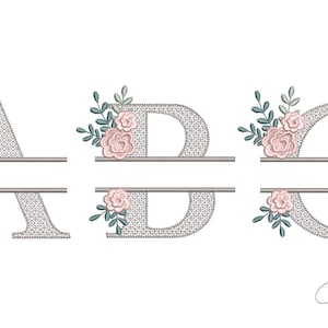 A-Z Split Flower Beautiful Monogram Machine Embroidery Alphabet Motif ...