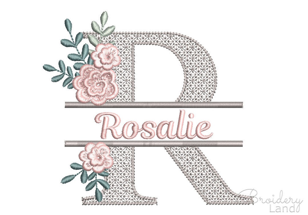 Letter R Split Flower Beautiful Monogram Machine Embroidery Design 4 ...
