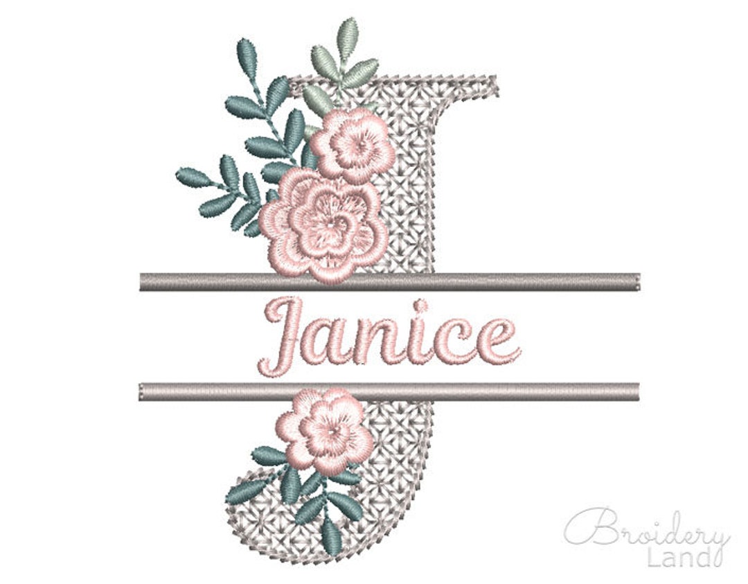 Letter J Split Flower Beautiful Monogram Machine Embroidery Design 4 ...