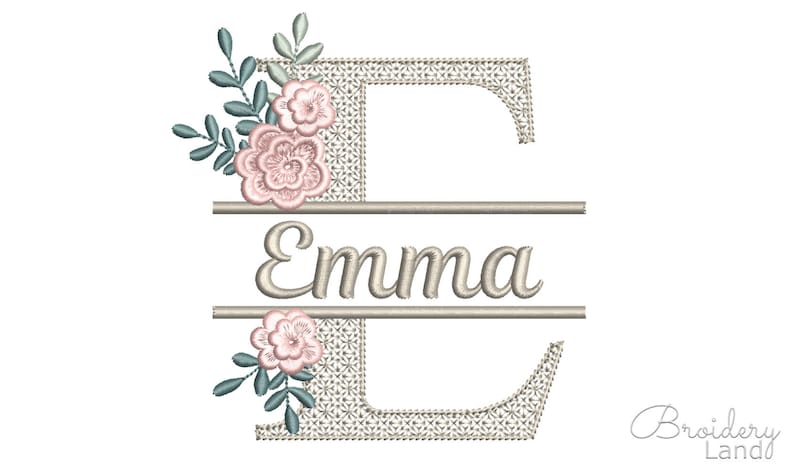 A-Z Split Flower Beautiful Monogram Machine Embroidery - Etsy