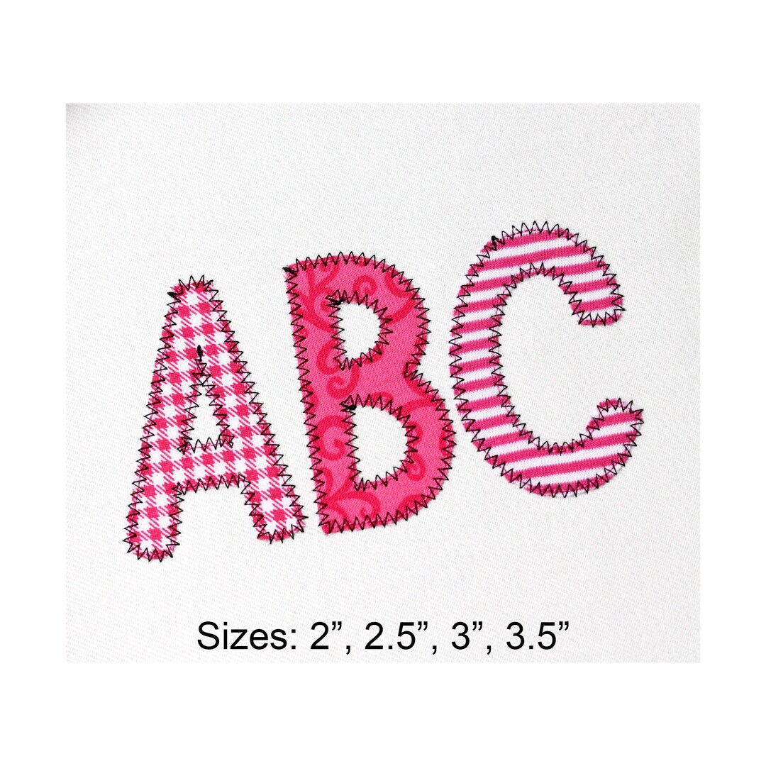 ZIGZAG Applique Alphabet Machine Embroidery Font 4 Uppercase, Lowercase ...