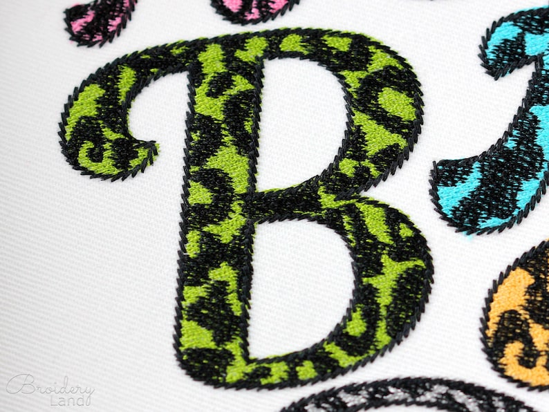 Leopard Machine Embroidery Font Filled Embroidery Rounded Stepstitch ...