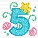 Mermaid Number 5 Applique Machine Embroidery Design Monogram for Girls ...