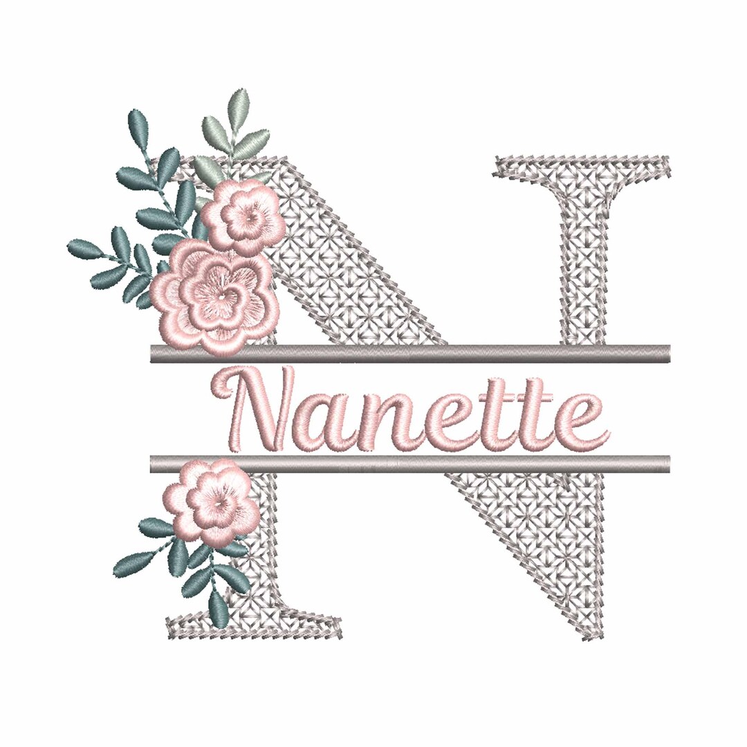 Letter N Split Flower Beautiful Monogram Machine Embroidery Design 4 ...