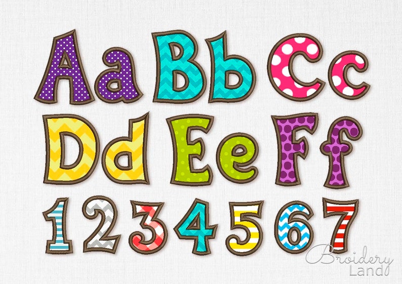 Kiddy Applique Embroidery Font Cute Alphabet for Personalization Baby ...