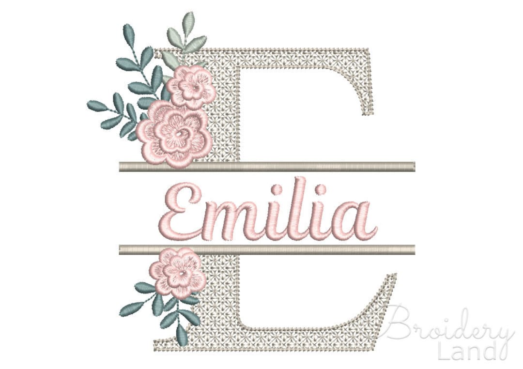 Letter E Split Flower Beautiful Monogram Machine Embroidery Design 4 ...