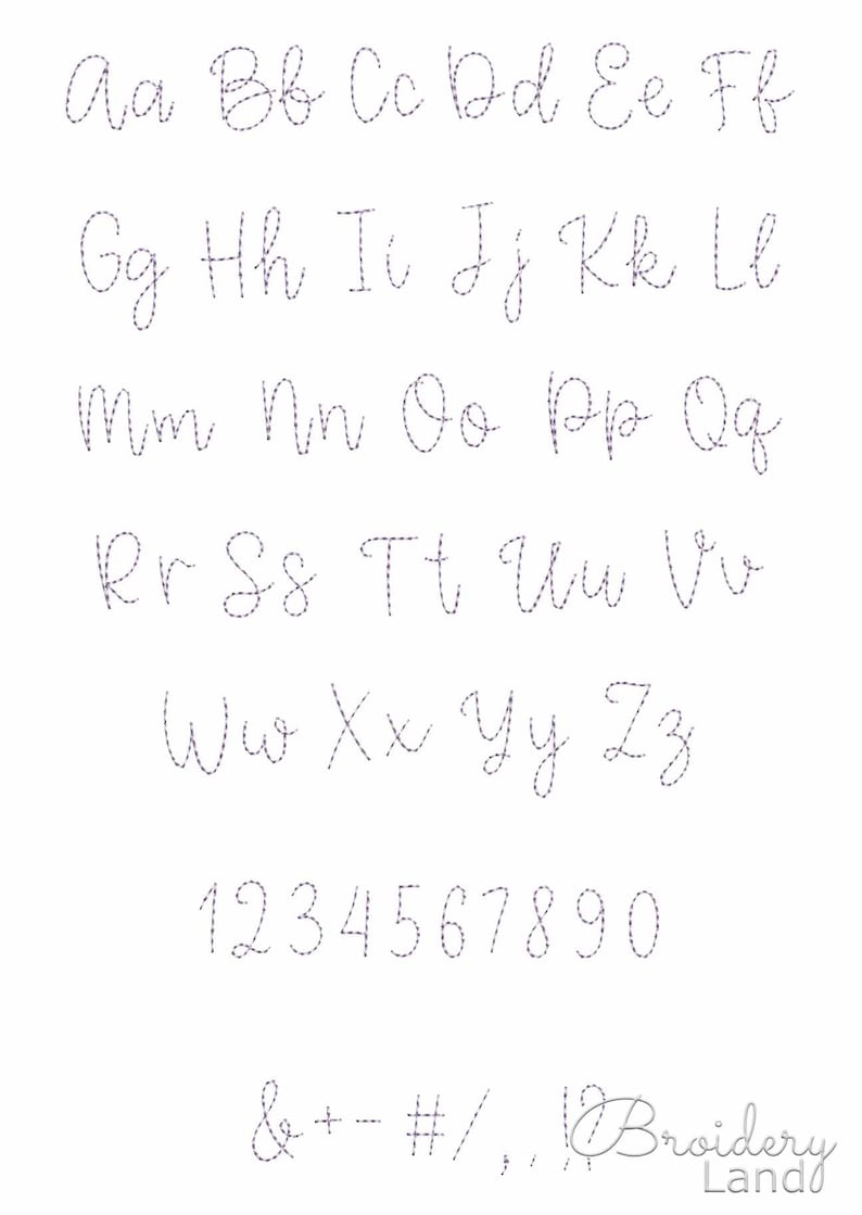 Bean Script Font Machine Embroidery Handwritten Alphabet 6 - Etsy