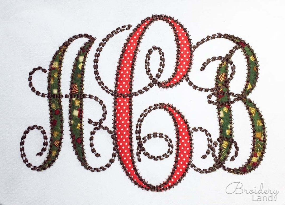 Applique Monogram Embroidery Font Hand Stitch Imitation Alphabet for ...