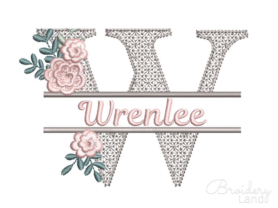 Letter W Split Flower Beautiful Monogram Machine Embroidery Design 4 ...