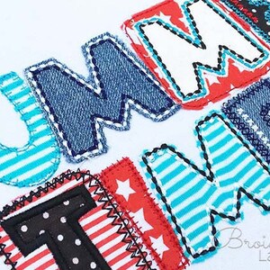 Applique Embroidery Alphabet Summer Time With Hand Stitch Outlines Font ...