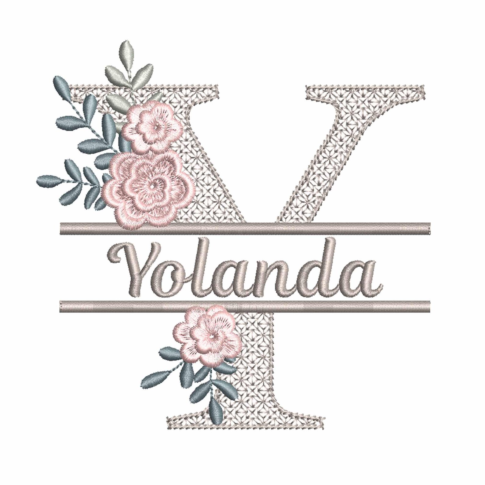Letter Y Split Flower Beautiful Monogram Machine Embroidery Design 4 ...