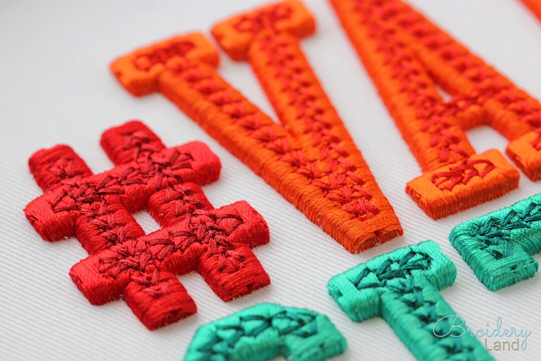 3D College Puffy Foam Machine Embroidery Font 2 Colours Narrow Varsity ...