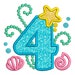Mermaid Number 4 Applique Machine Embroidery Design Monogram for Girls ...