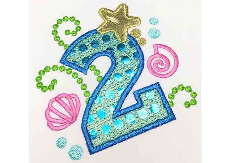 Mermaid Number 2 Applique Machine Embroidery Design Monogram for Girls ...
