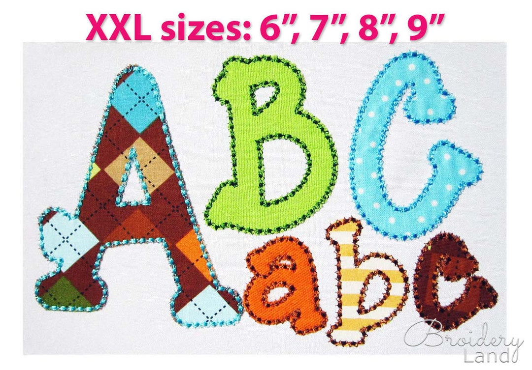 Applique Machine Embroidery Font XXL Large Sizes Alphabet for Kids 4 ...