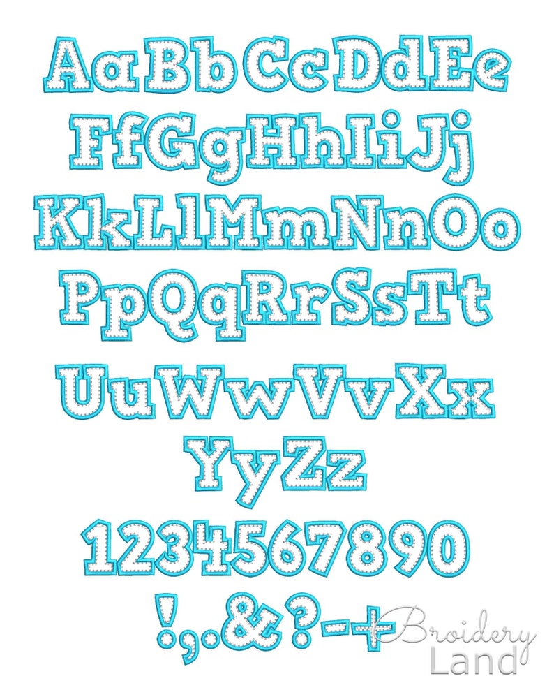 Applique Embroidery Font With Hand Stitch Outlines Alphabet - Etsy