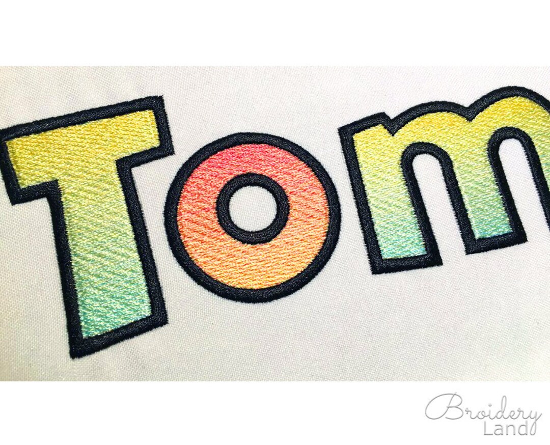 Gradient Machine Embroidery Font With Outlines Ombre Alphabet Ordinary ...