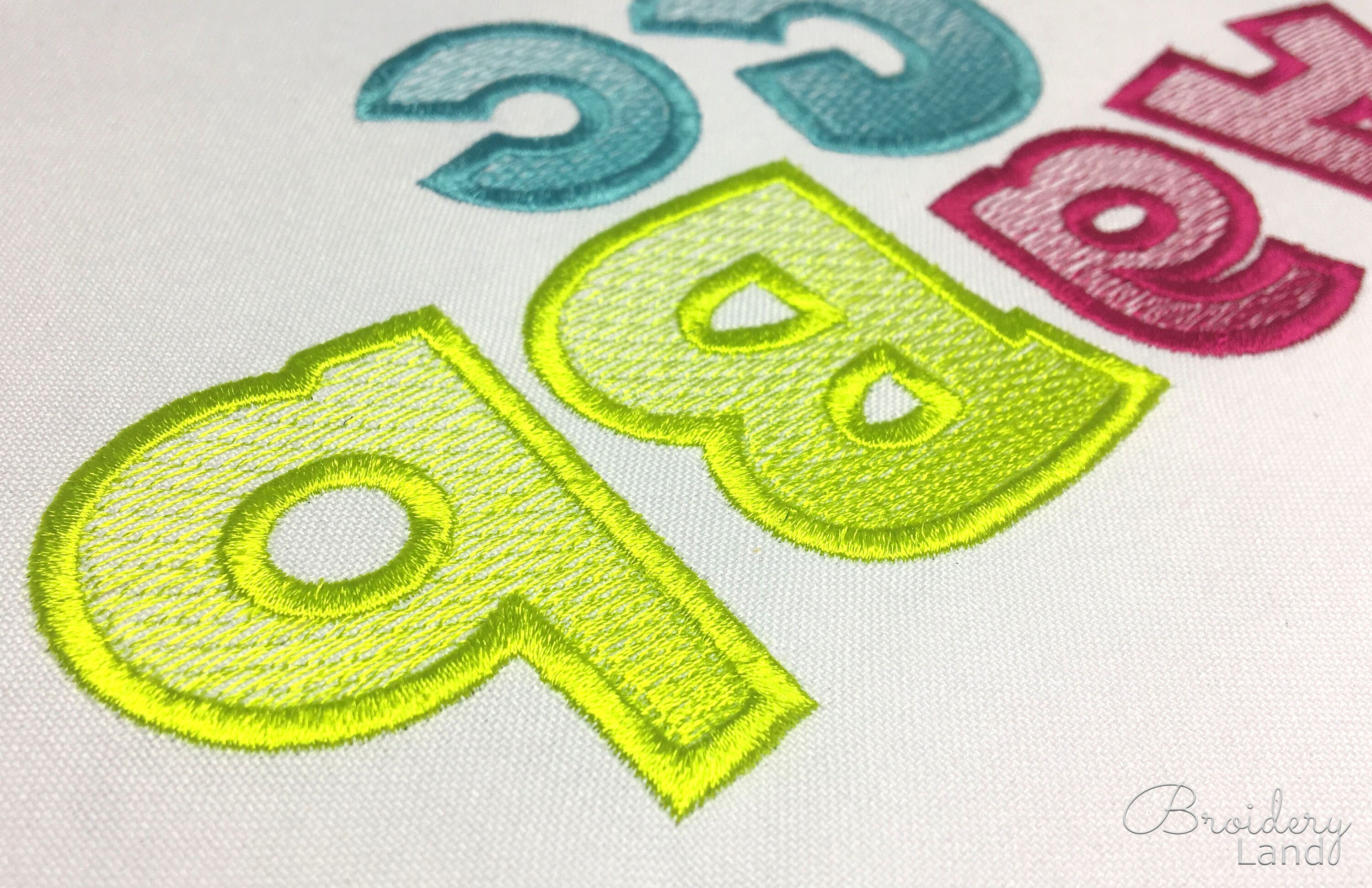 Gradient Machine Embroidery Font One Colour Ombre Alphabet 4 Sizes: 1.5 ...