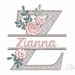 Letter Z Split Flower Beautiful Monogram Machine Embroidery Design 4 ...
