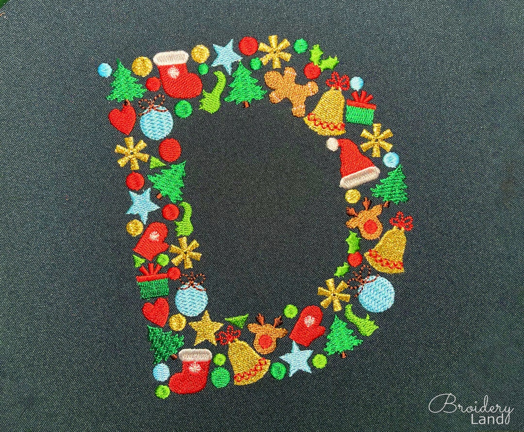 Christmas Letter D Machine Embroidery Design New Year Monogram 4 Sizes ...