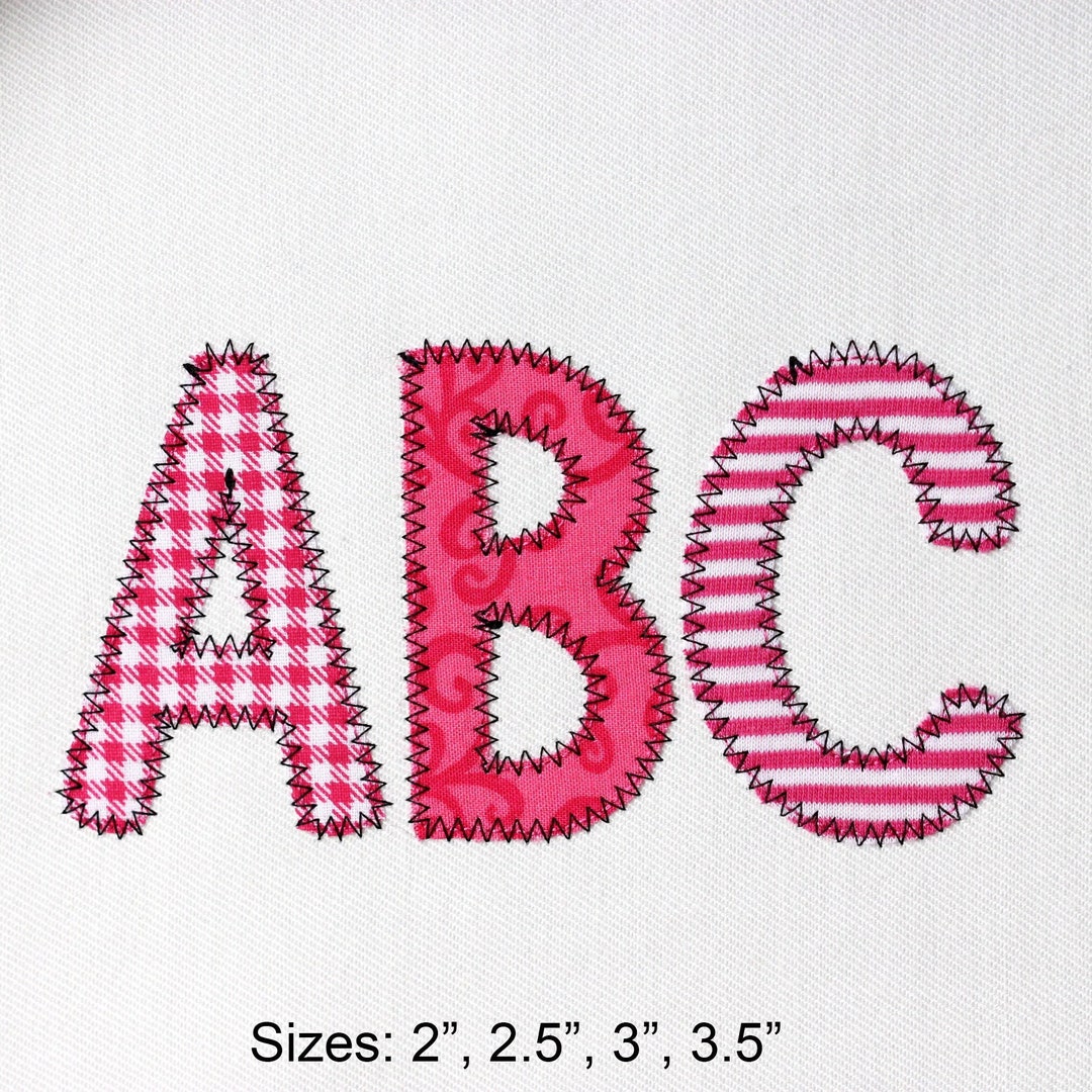 ZIGZAG Applique Alphabet Machine Embroidery Font 4 Uppercase, Lowercase ...
