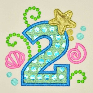 Mermaid Number 2 Applique Machine Embroidery Design Monogram for Girls ...