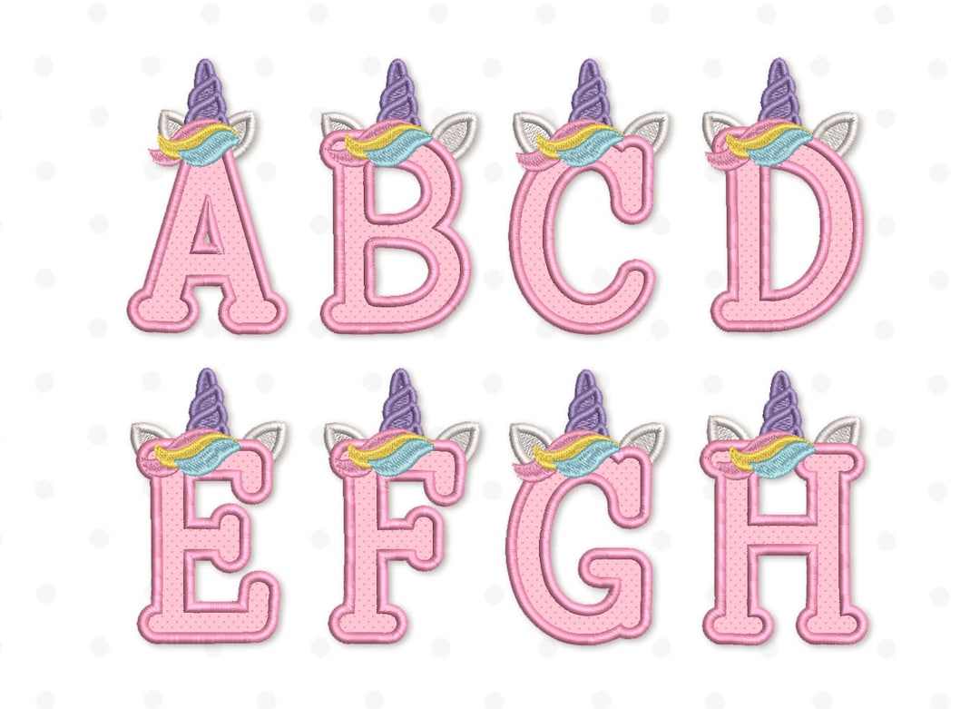 Unicorn Applique A-Z Alphabet Machine Embroidery Designs Monogram for ...