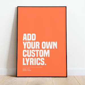 Custom Song Lyric Print | Music Poster | Wall Art | A5 A4 A3 ...