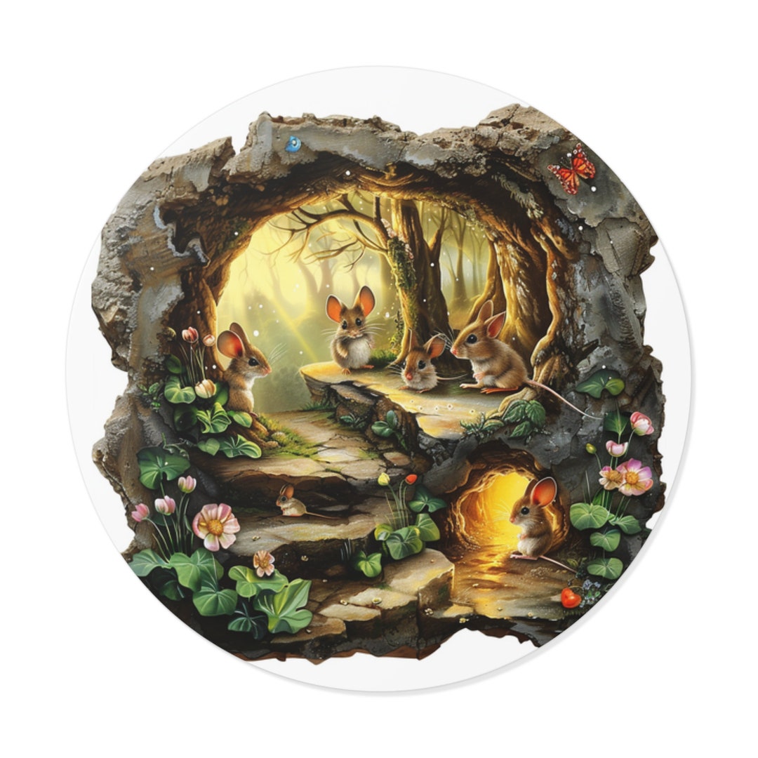 Mouse Family, Mouse in Mouse Hole Decal Mouse Hole 3D Wall Sticker ...